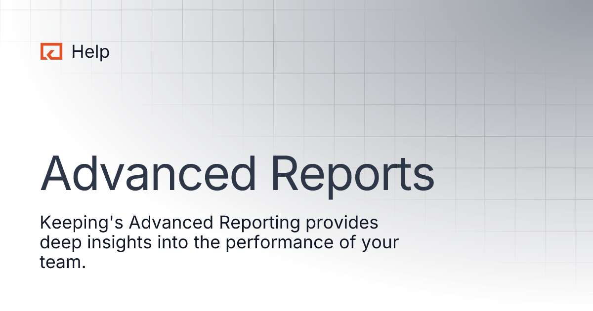Advanced Reports | Help