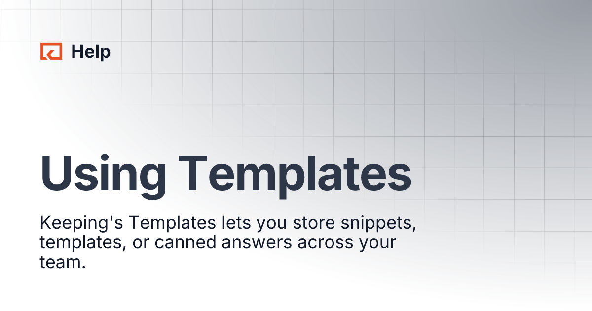 Using Templates | Help